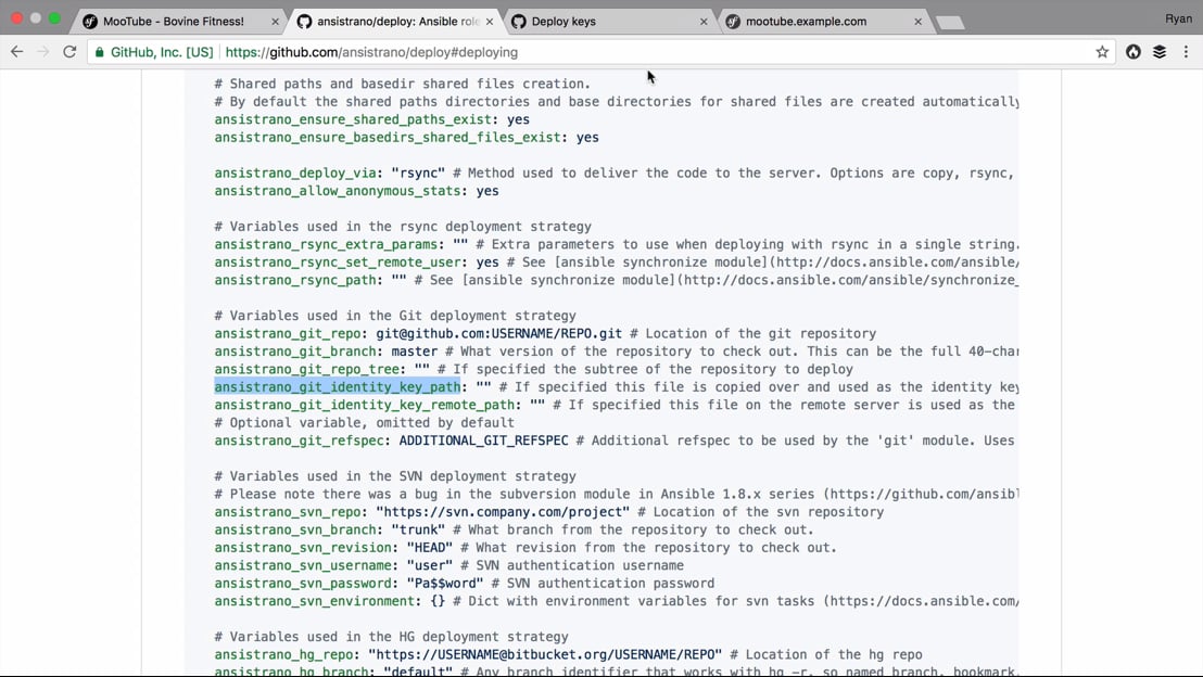 Deploying Keys & Private Repos > Animated Deployment with Ansistrano | SymfonyCasts