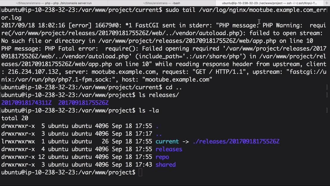 Ansistrano Stages & Shared Files > Animated Deployment with Ansistrano | SymfonyCasts