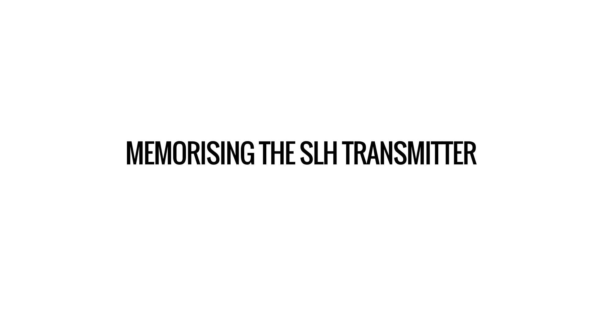 E045 Control Unit - Memorising The SLH Transmitter