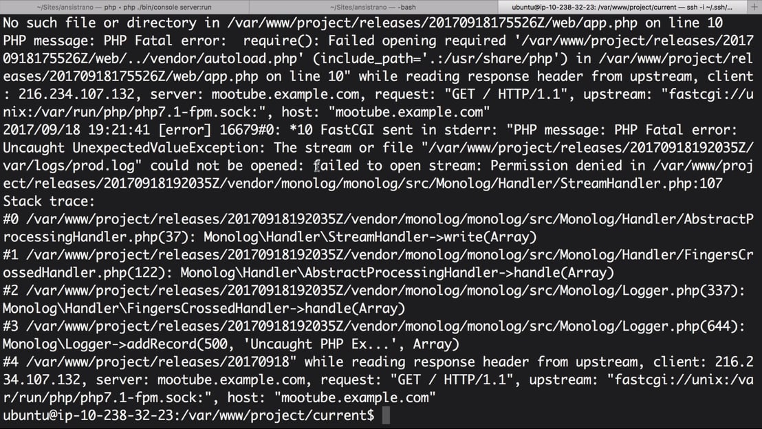 Composer & Cache Permissions > Animated Deployment with Ansistrano | SymfonyCasts