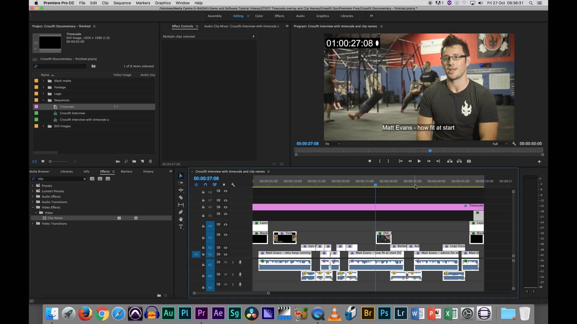 Adding timecode and clip name overlays in Premiere Pro ready for ...