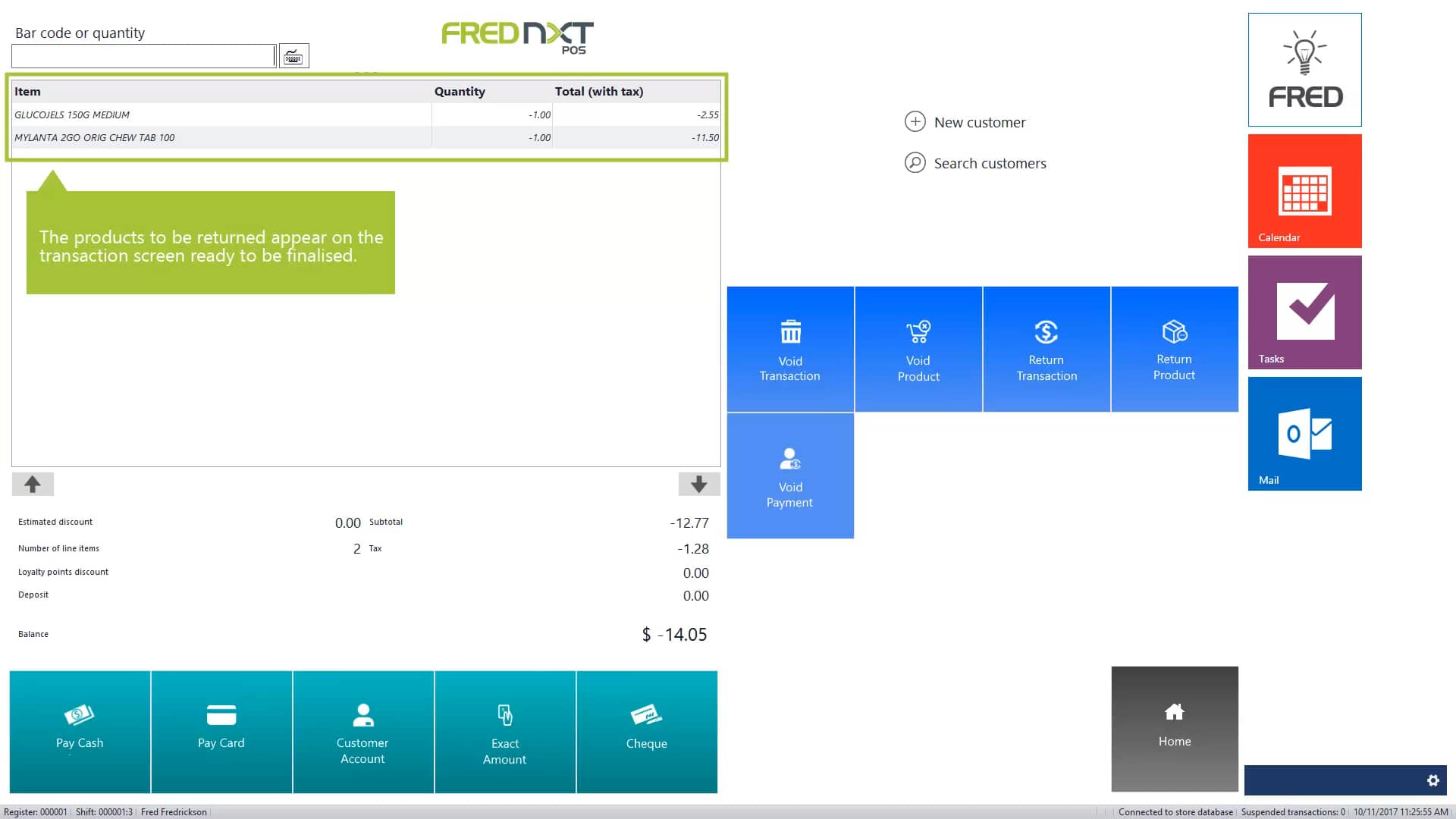 Fred NXT POS: Return an entire transaction on Vimeo