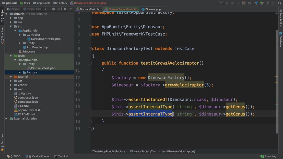 Factory Testing > PHPUnit (Legacy): Testing with a Bite | SymfonyCasts Factory Testing > PHPUnit (Legacy): Testing with a Bite | SymfonyCasts