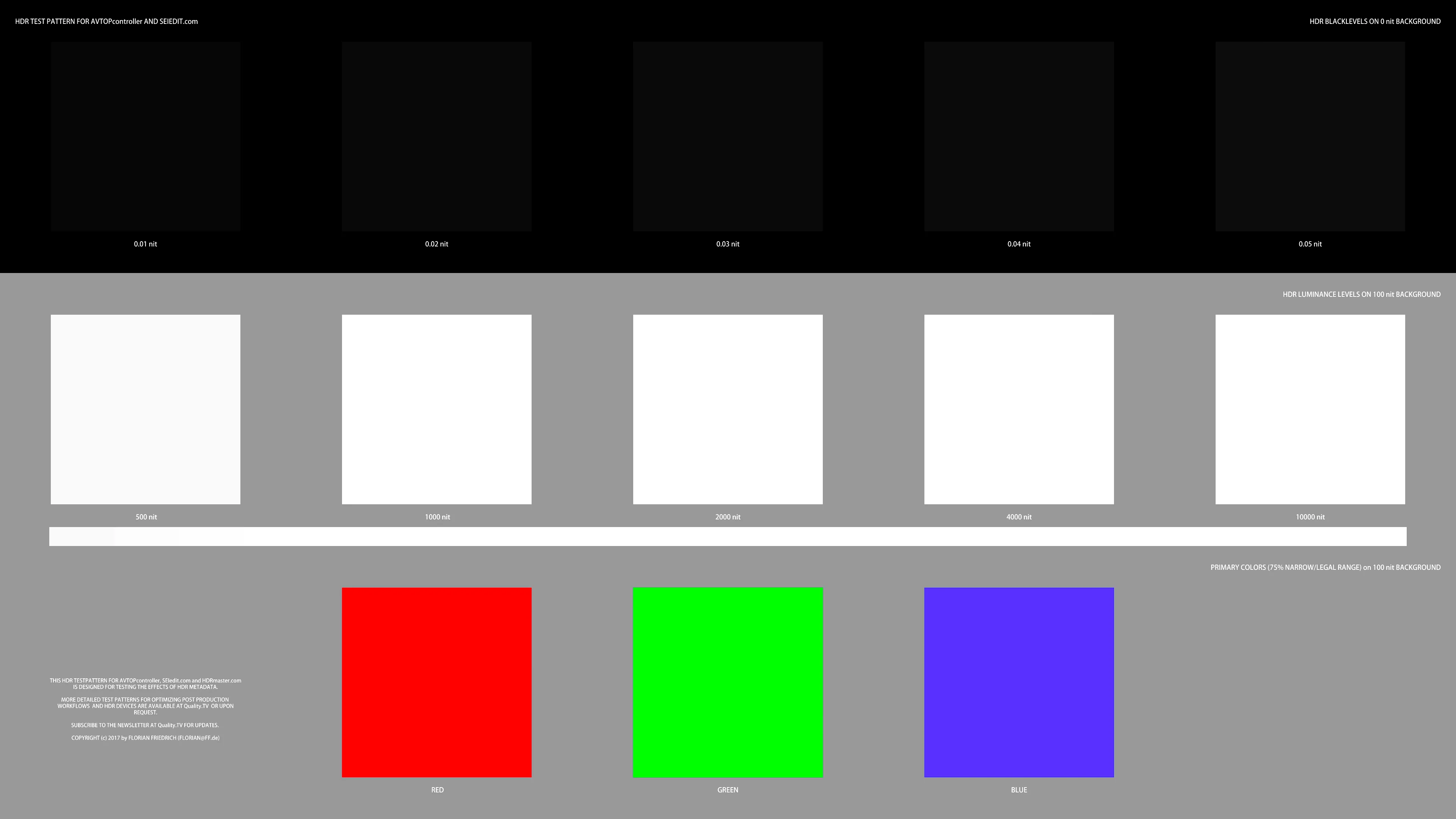 4K UHD HDR 10 Combination Test Pattern