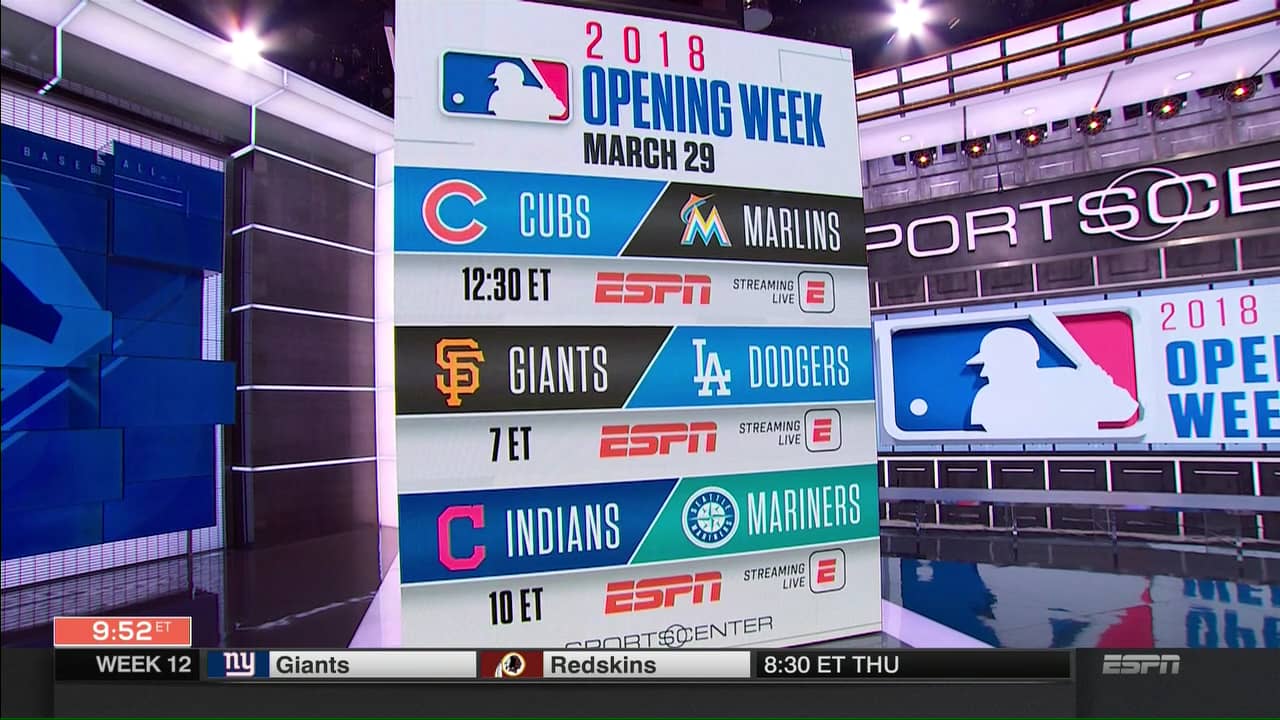 ESPN's 10-Game 2018 MLB Season-Opening Schedule Reveal on SportsCenter ...