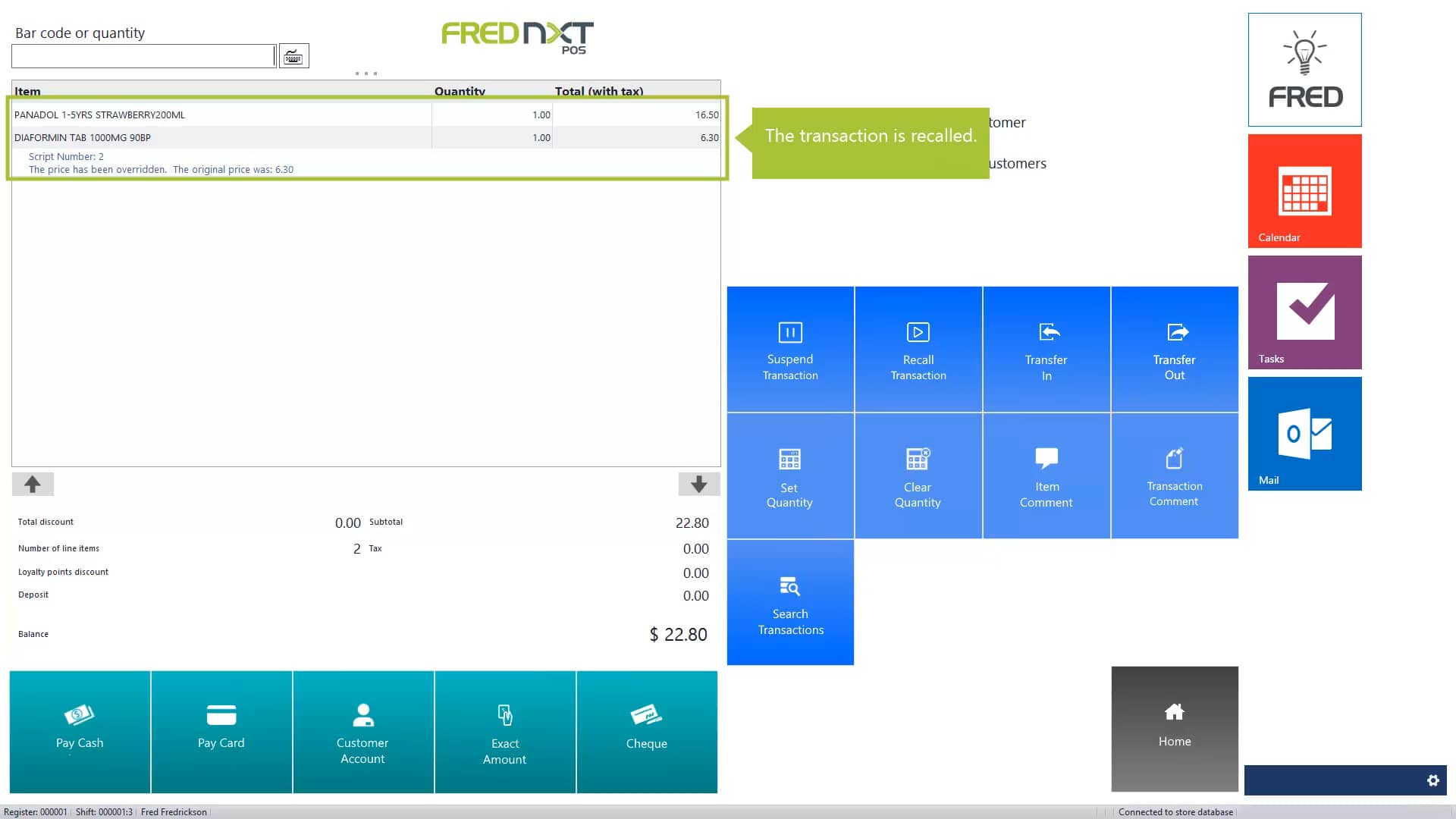 Fred NXT POS: Recall a transaction on Vimeo