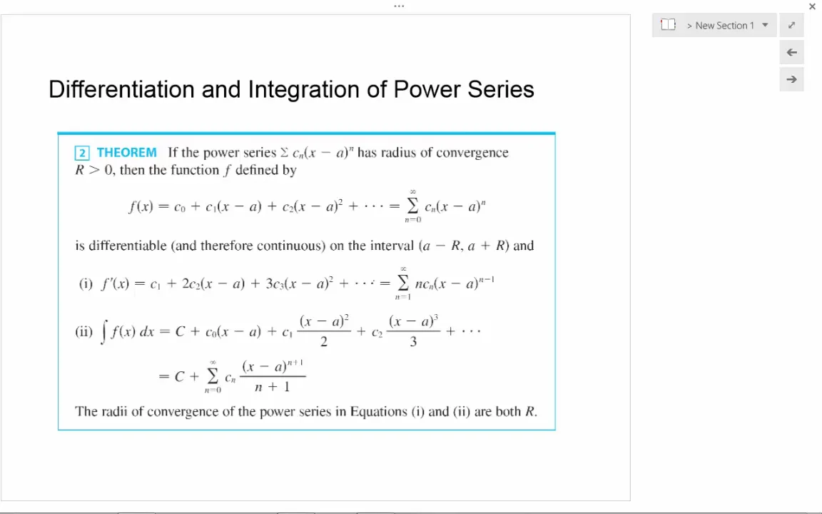Differentiation and Integration of Power Series