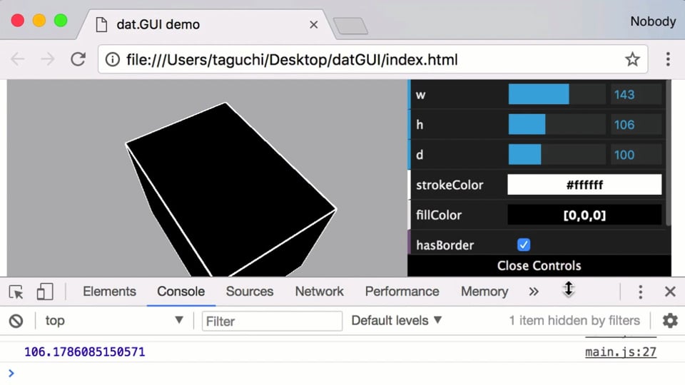 #09 イベントを仕込んでみよう | dat.GUI入門 - プログラミングならドットインストール