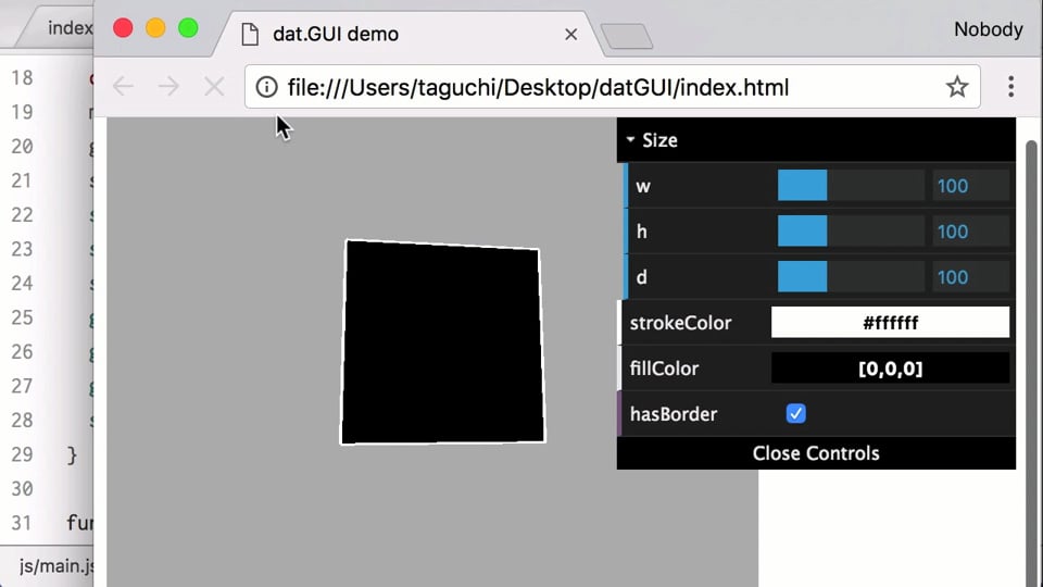 #10 パネルをフォルダに格納してみよう | dat.GUI入門 - プログラミングならドットインストール