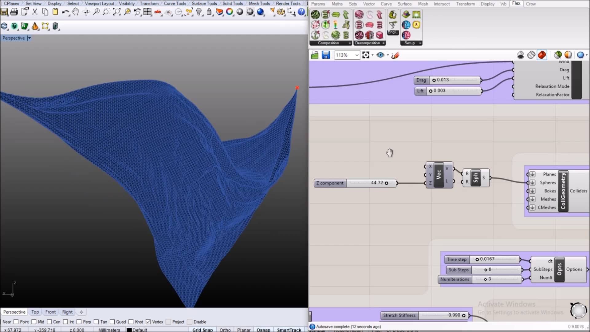 FlexHopper Intro & Tutorial 1: Cloth Simulation, Collision Objects, Wind, Solver Tuning on Vimeo