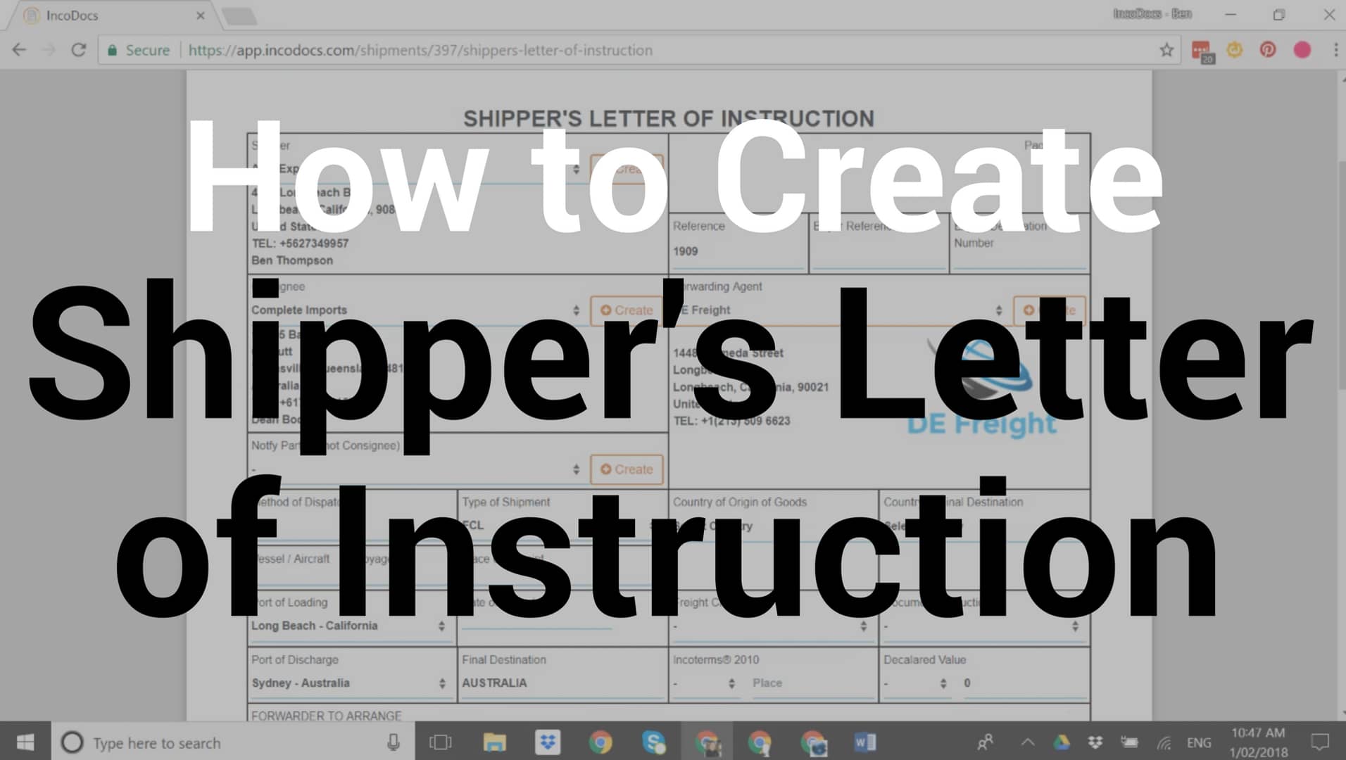 How to Create a Shipper's Letter of Instruction (SLI) for Export on Vimeo