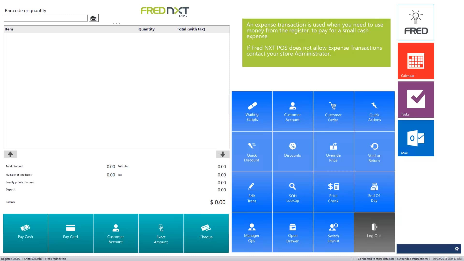 Fred NXT POS: Expense transaction on Vimeo