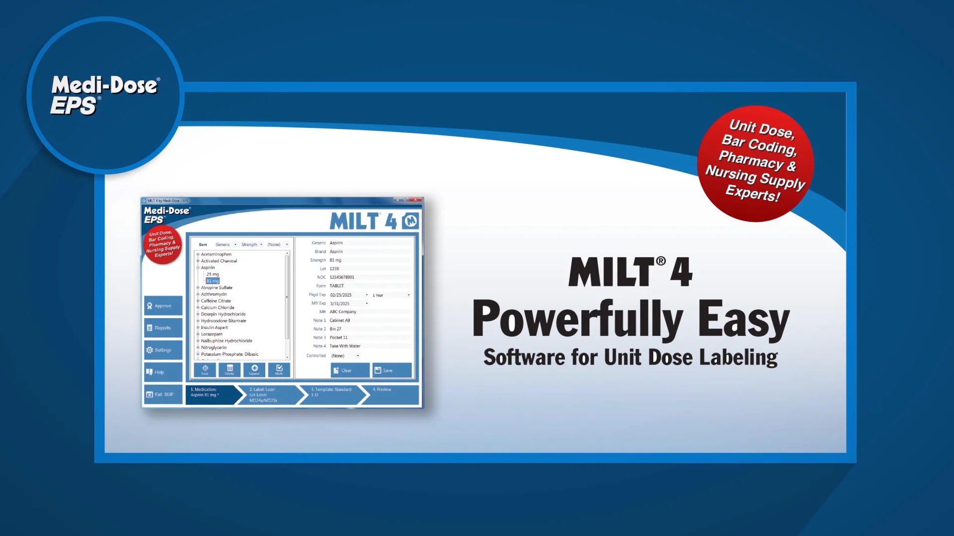 Medi-Dose | MILT 4, Software for Unit Dose Labeling | 2018 Pharmacy ...