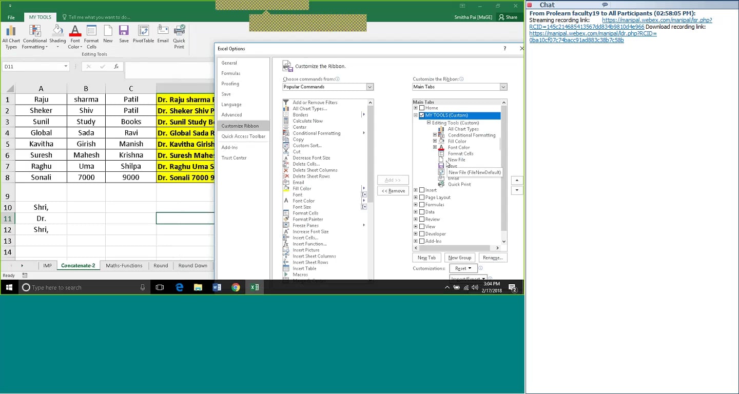 Advanced MS Excel 2016 - JAN Batch -20180217 0924-1 on Vimeo
