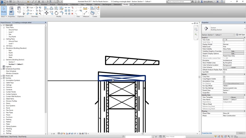 12 Using a Rectangle Detail Object – RevitCourse Video Training