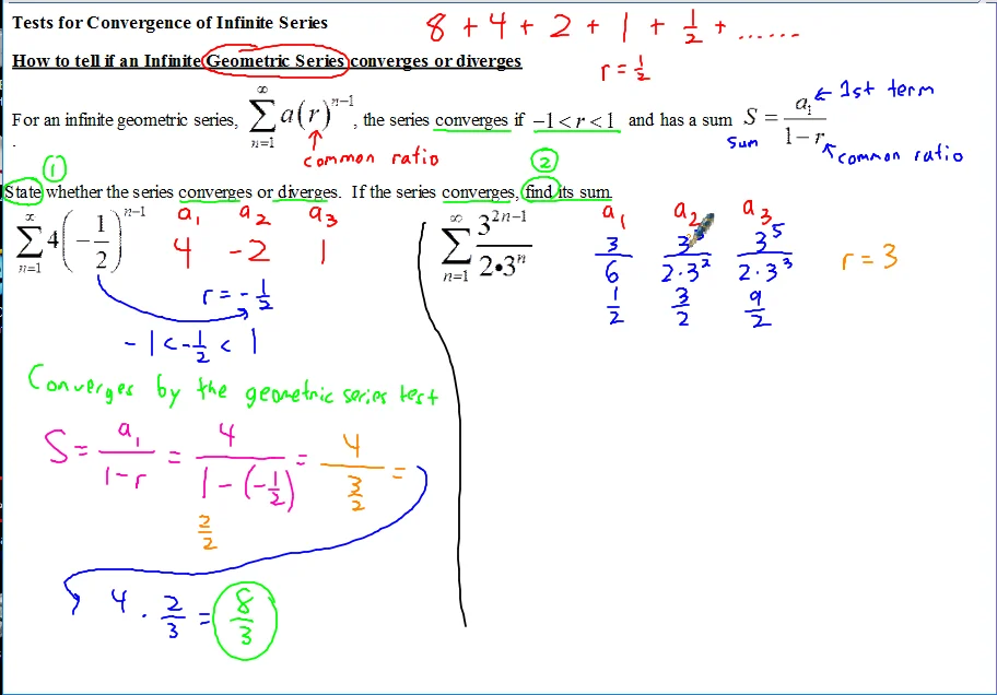 AP Calculus BC Notes Geometric Series Test and Alternating Series Test ...