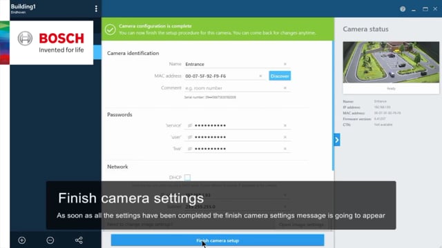 Bosch Tutorials - Finish camera setting on Vimeo