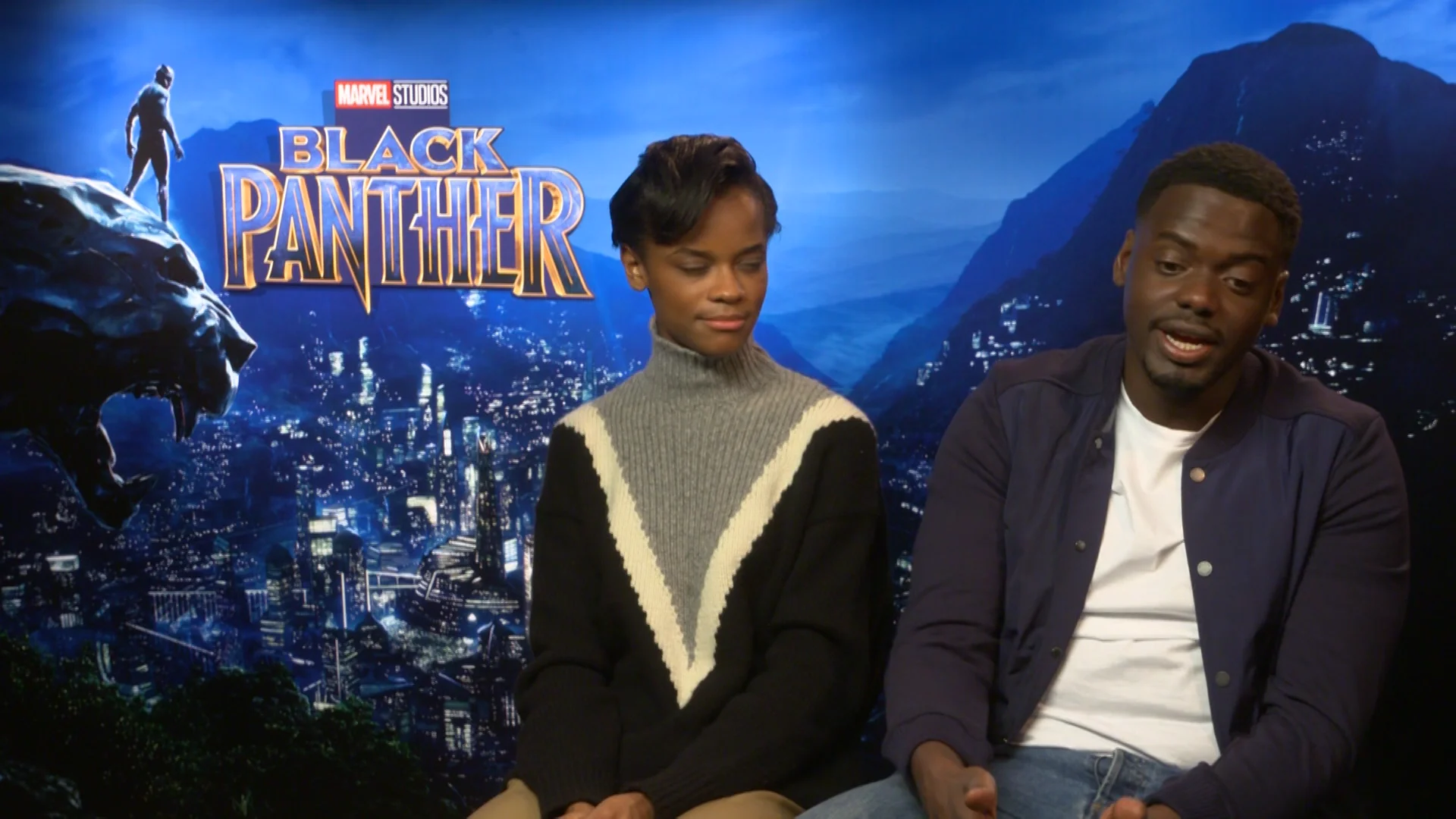 Letitia Wright and Daniel Kaluuya - Black Panther Interview EXCLUSIVE ...