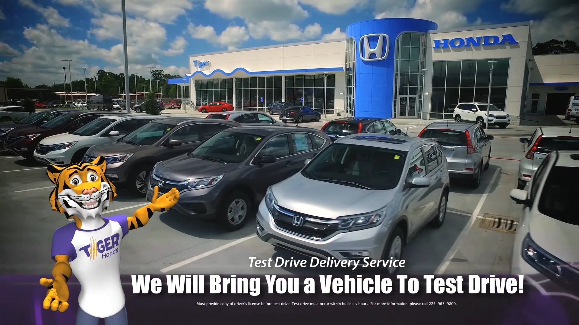 Tiger Honda Test Drive Delivery Service (:30) on Vimeo