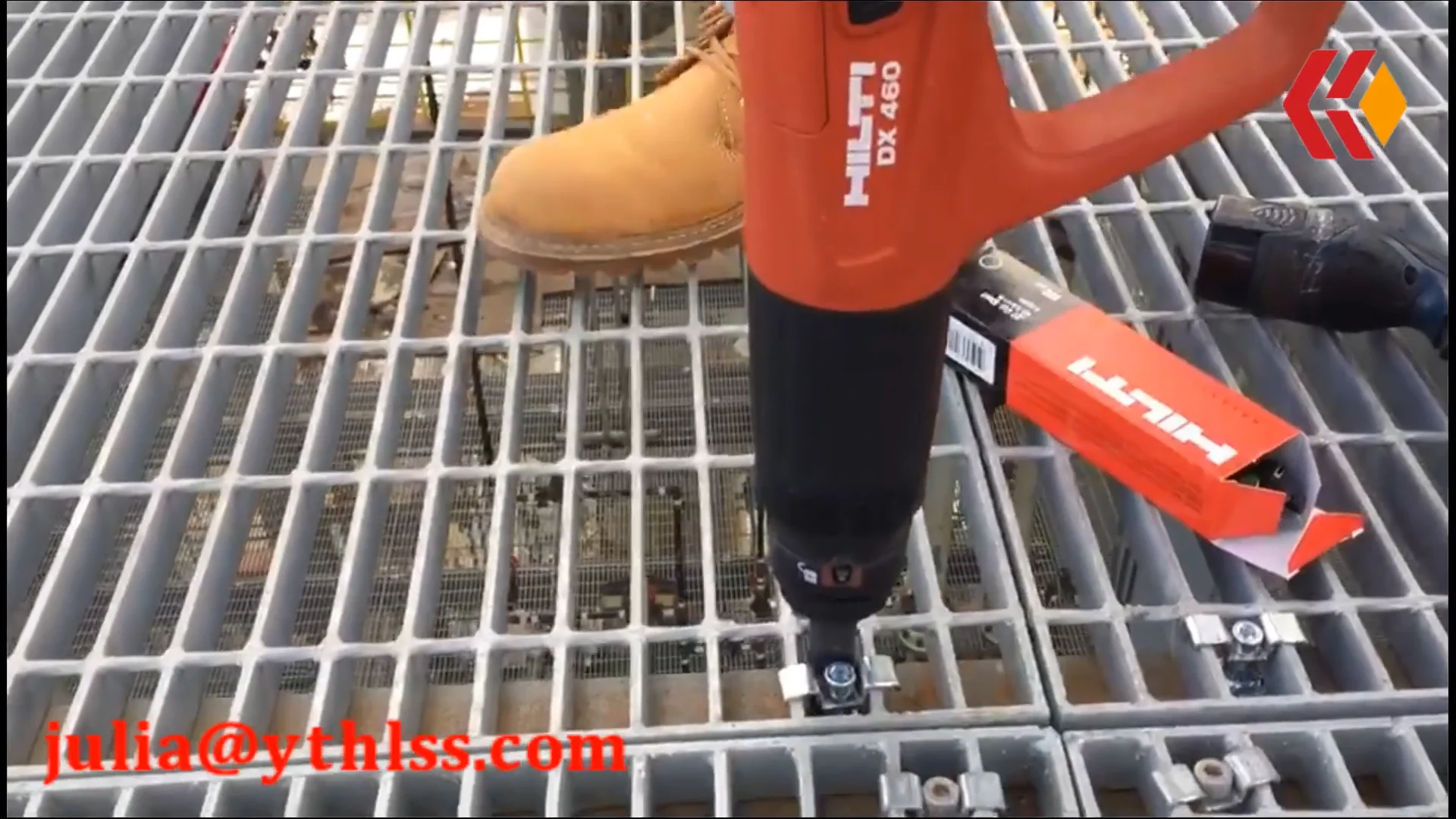 steel grating fixed by HILTI clamps on Vimeo
