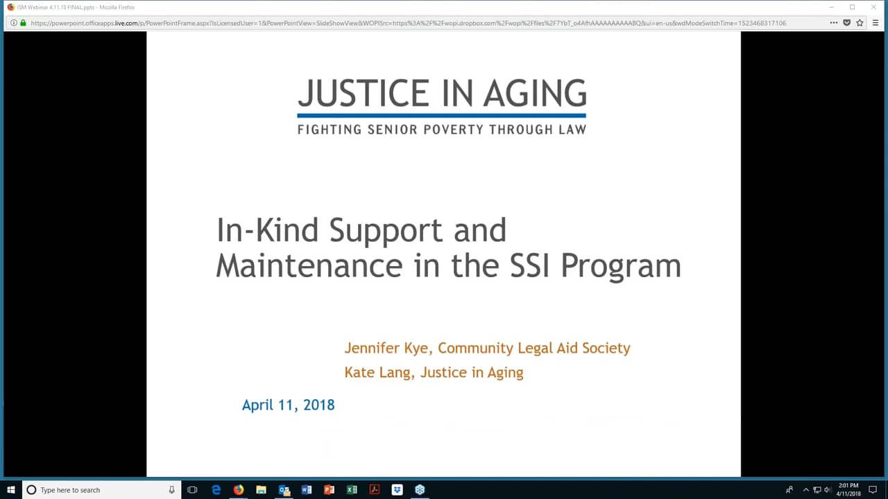 Free Webinar: In-Kind Support and Maintenance in the SSI Program on Vimeo