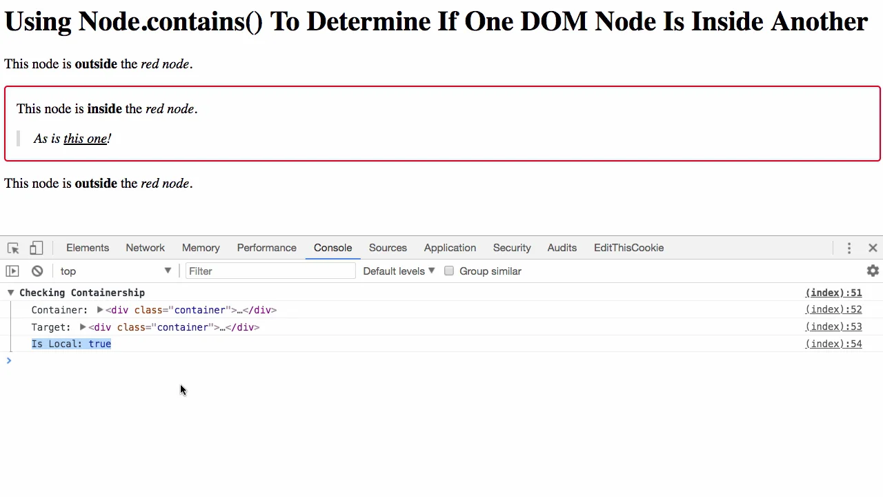 Using Node.contains() To Determine If One DOM Node Is Inside Another on Vimeo