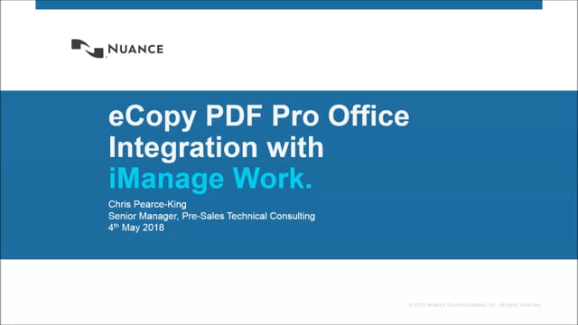 iManage integration with eCopy PDF Pro Office