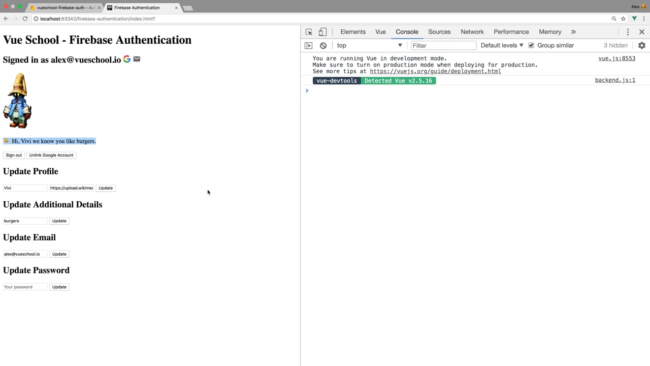 Additional User Data and Firebase Authentication - A Vue.js Lesson... Additional User Data and Firebase Authentication - A Vue.js Lesson...