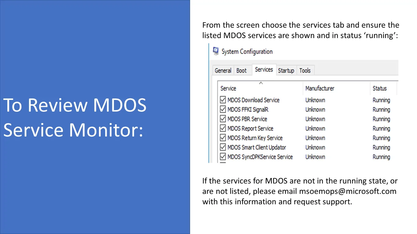 Troubleshooting within MDOS SC Client