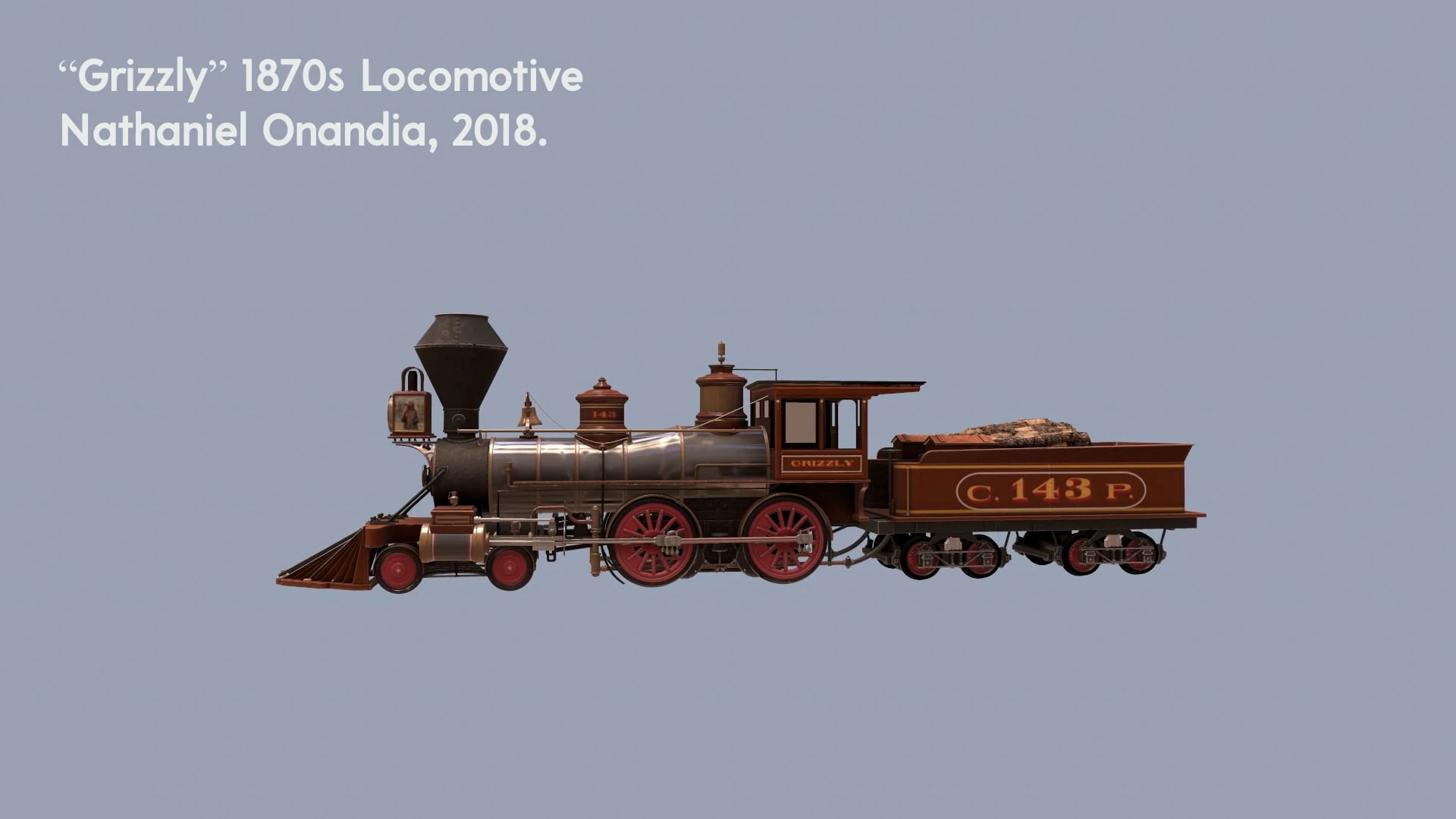 "Grizzly" 1870s Era Steam Locomotive - Animated Turnaround - on Vimeo