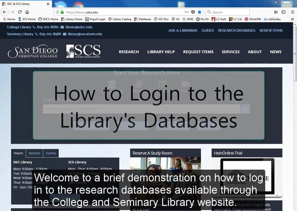 SDC & SCS Library Access on Vimeo