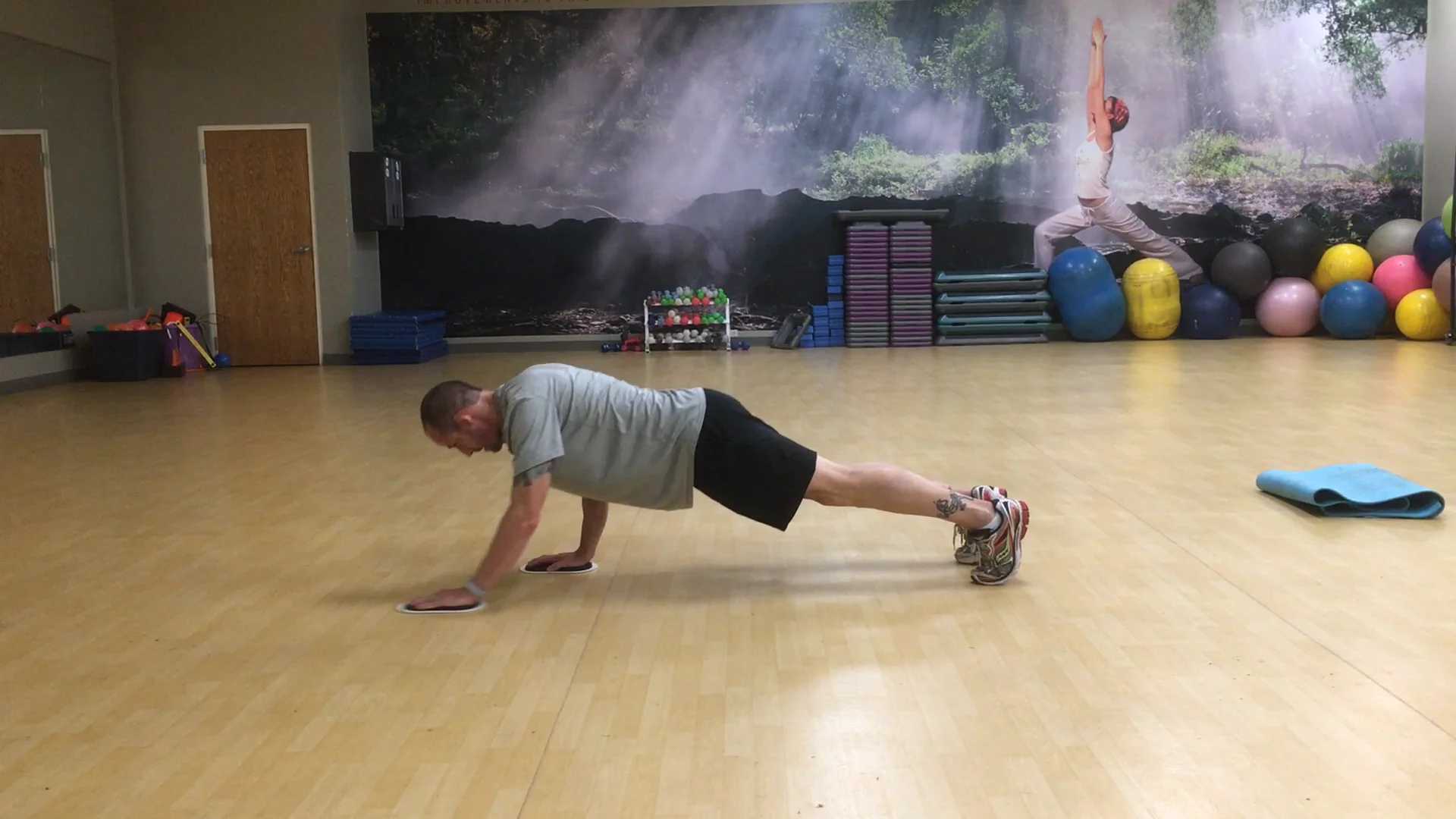 Slide Board Pushups with Overhead Reach on Vimeo