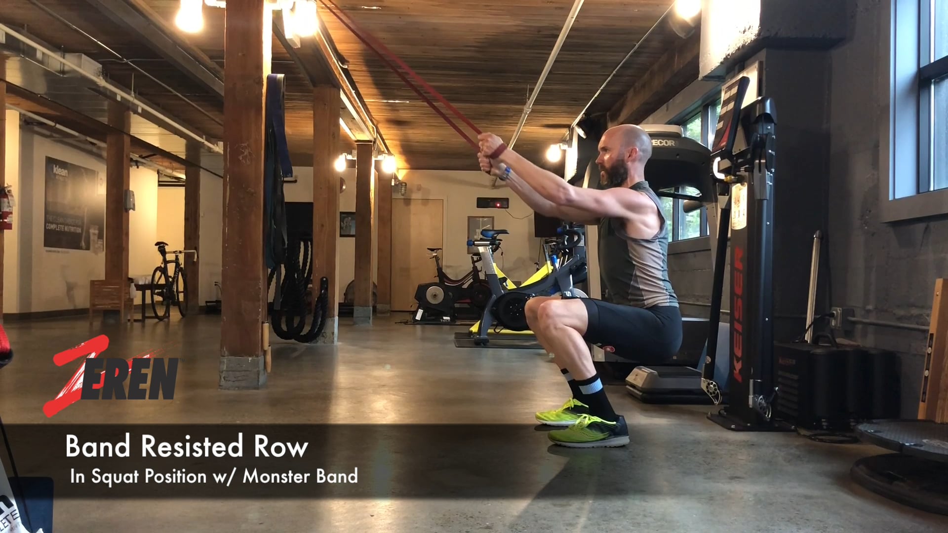 Band Resisted Row in Squat Position on Vimeo