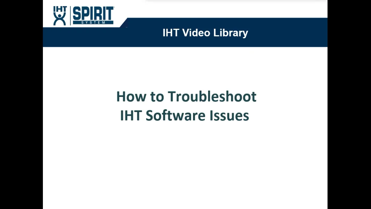 Troubleshoot IHT Software on Vimeo