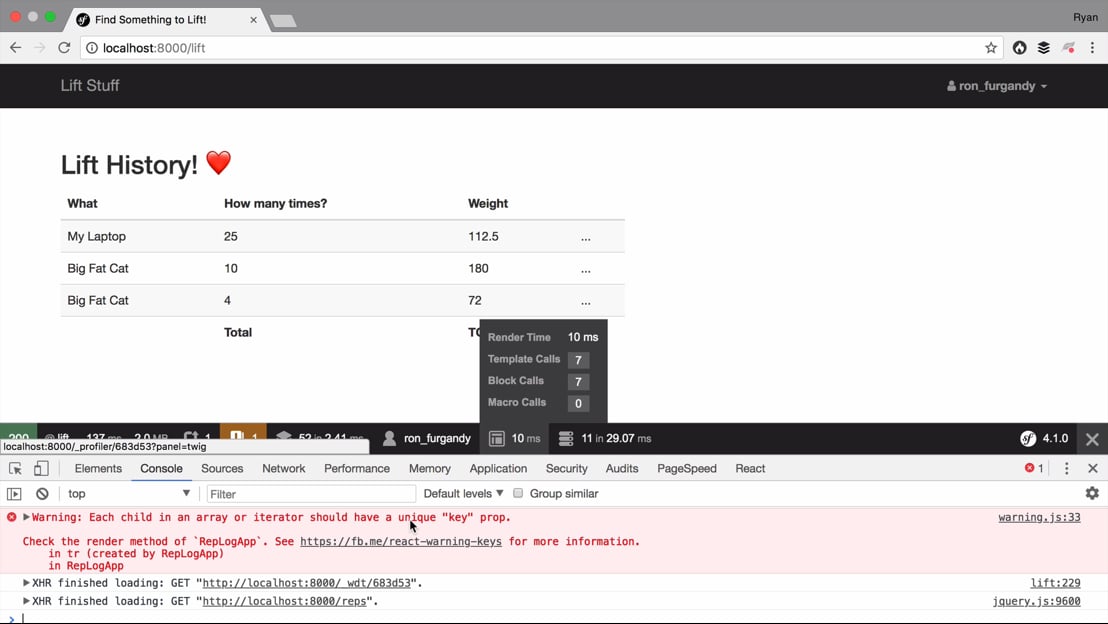 The key Prop & Inline Rendering > React with Symfony | SymfonyCasts