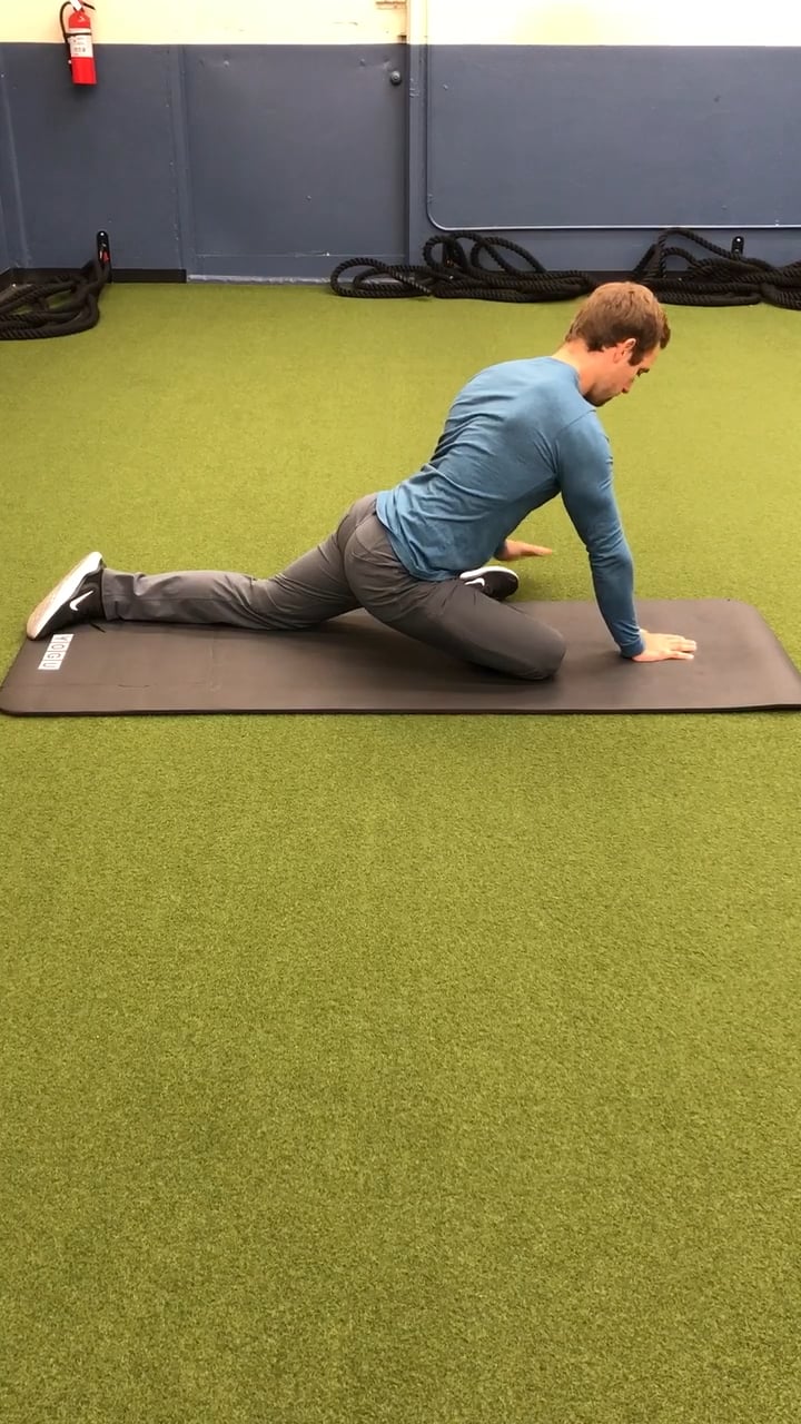 Pigeon Position Stretch (Side View) on Vimeo