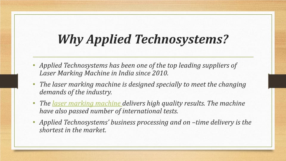 About Laser Marking Machine by Applied Technosystems on Vimeo