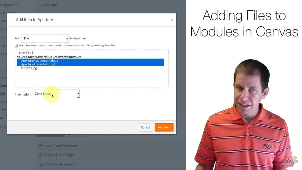 Canvas: Adding files to a module via the Canvas file manager on Vimeo