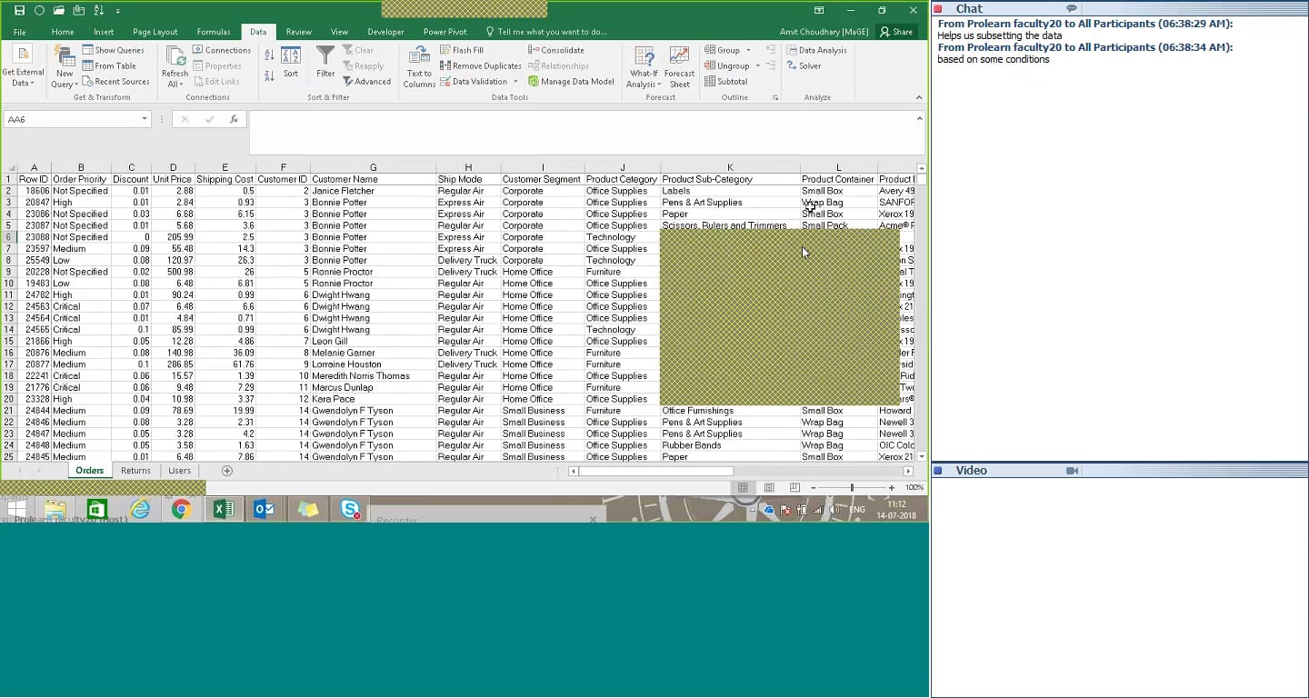 Advanced MS Excel 2016 - Batch 2 -20180714 0534-1 on Vimeo