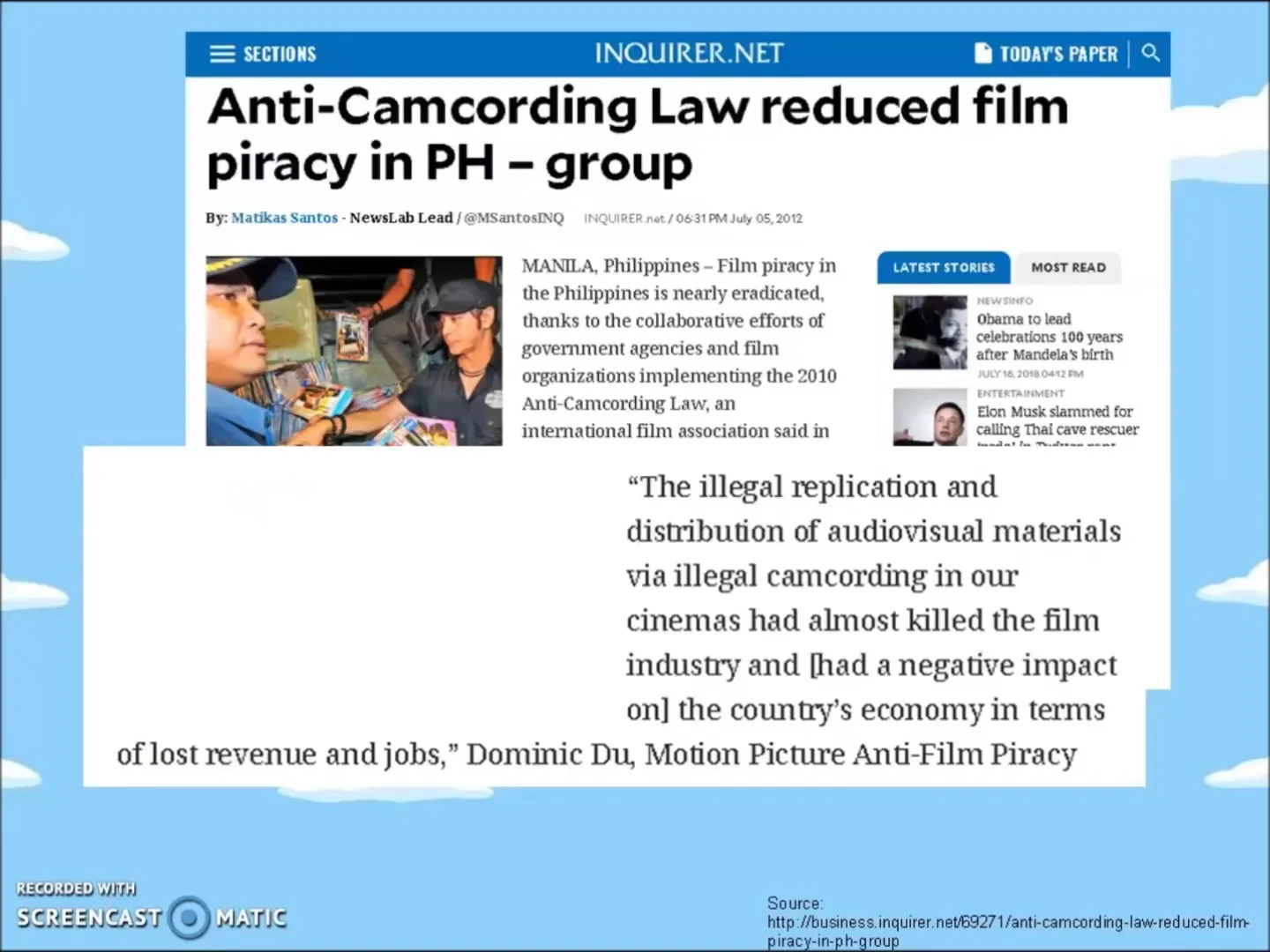 MMS101- Anti-Camcording Act of 2010 (RA 10088) on Vimeo