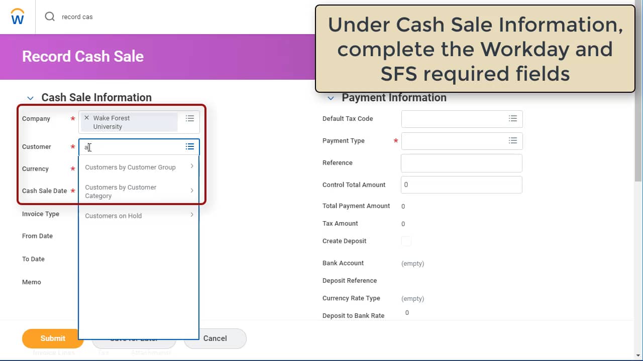 Creating a Deposit in Workday (Recording a Cash Sale) on Vimeo