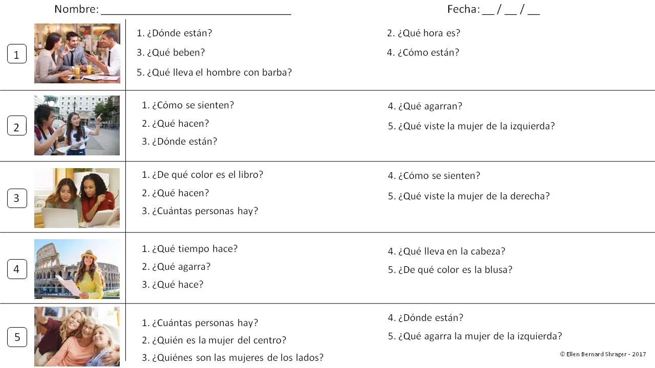 Spanish Two Pre-Class Bellringers with level1 Questions 10 weeks low ...