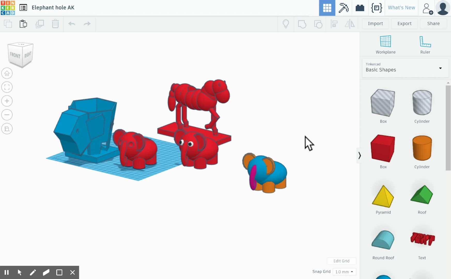 3d Elephant in Tinkercad