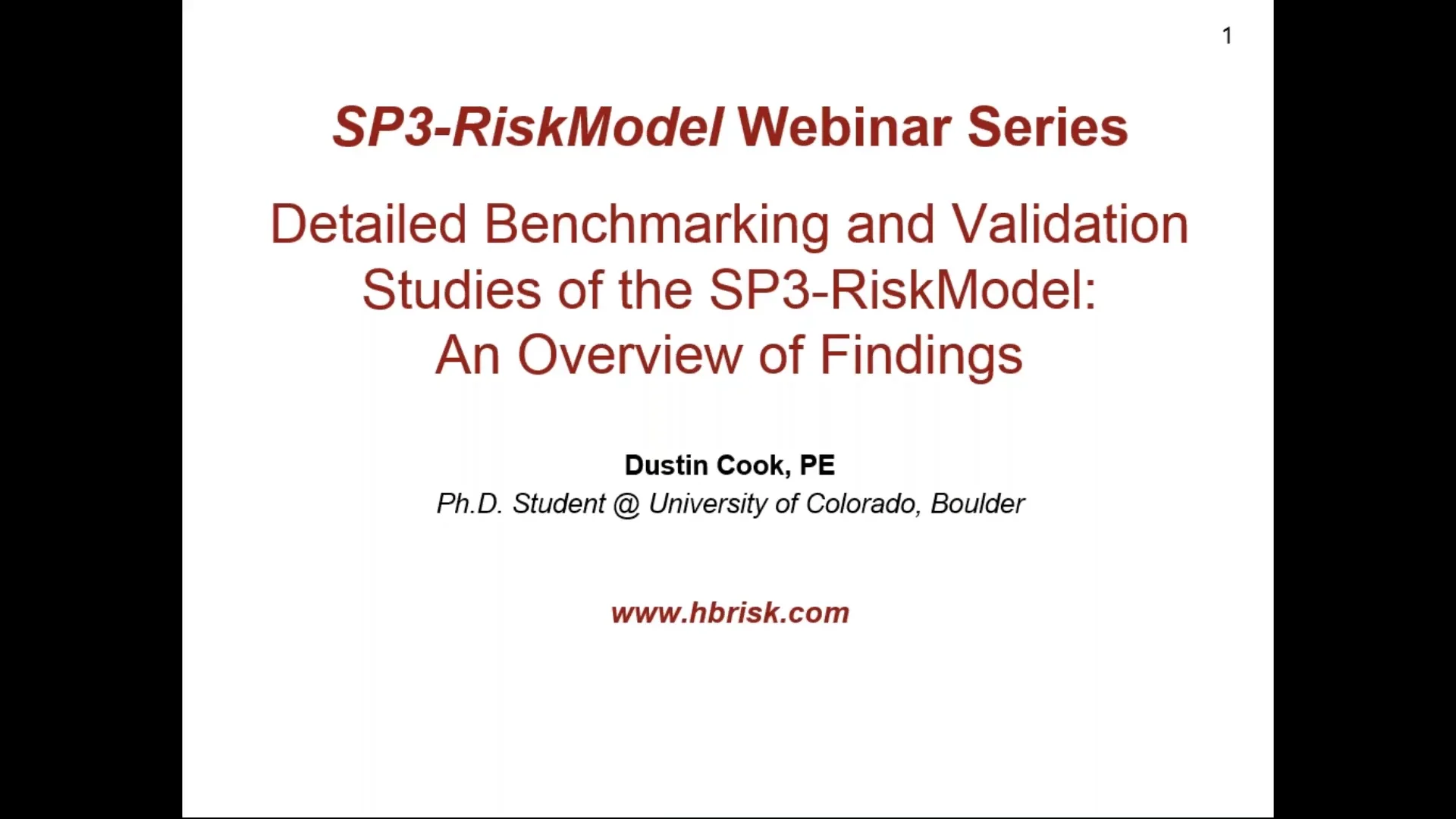 Webinar: SP3-RiskModel Benchmarking and Validation Studies on Vimeo