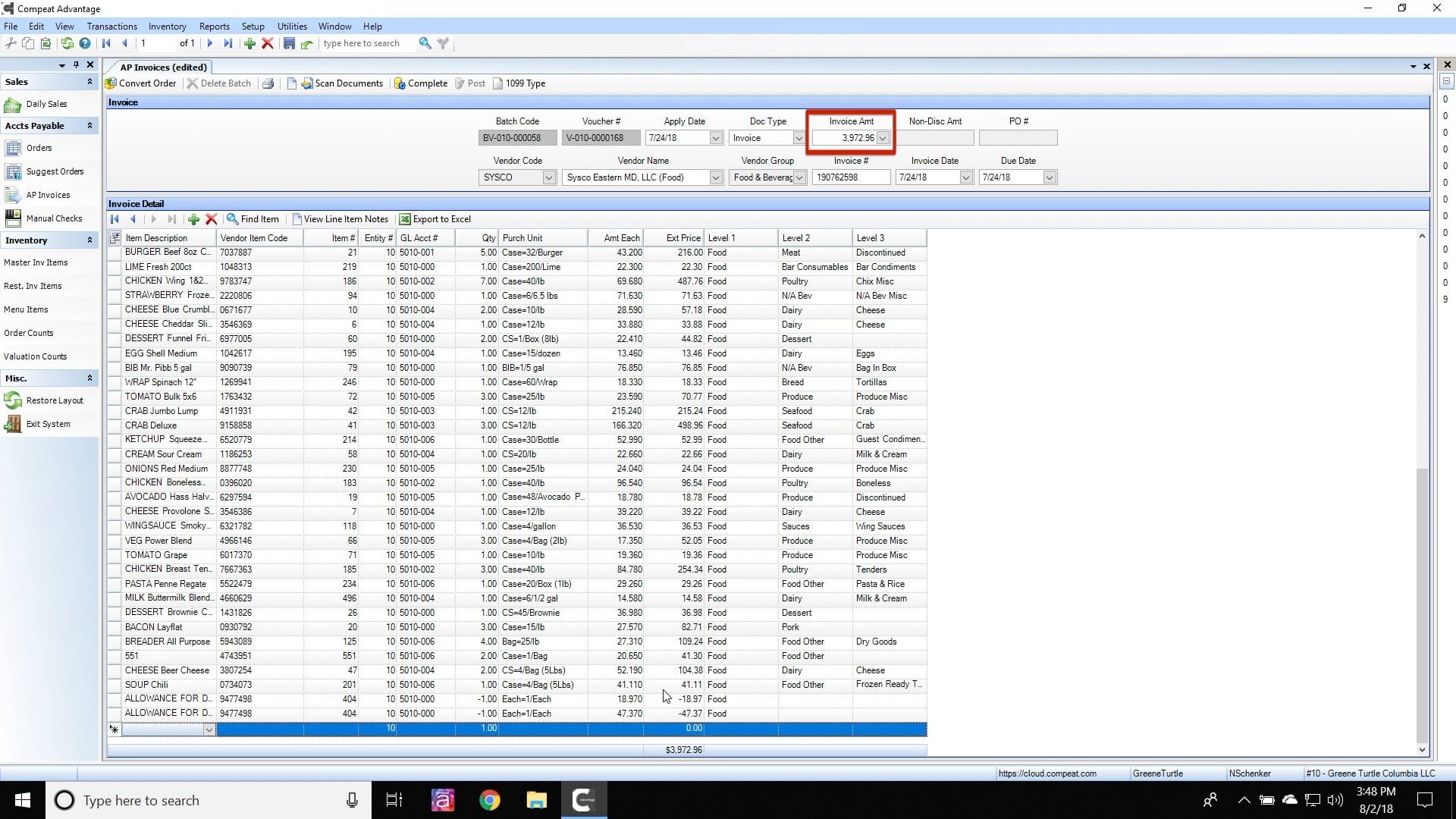 Completing Sysco Invoices on Vimeo