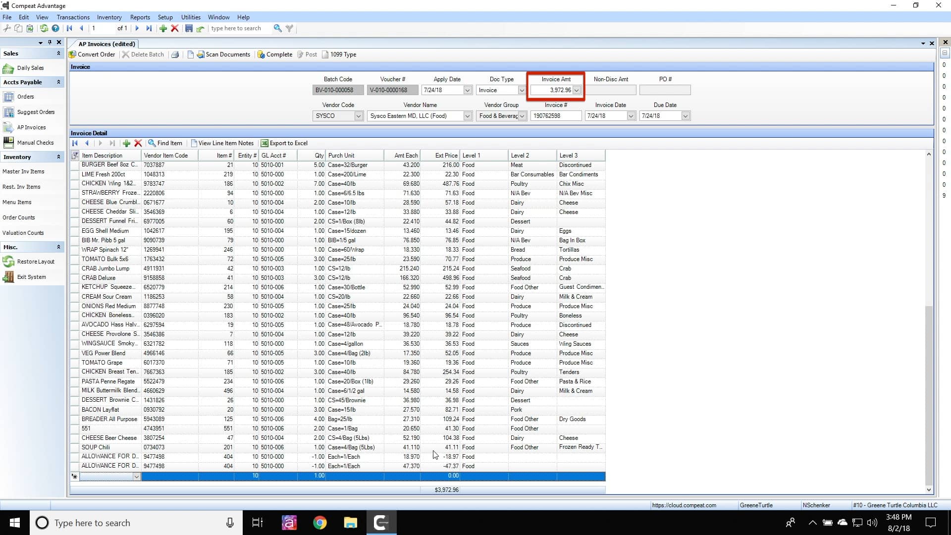 Completing Sysco Invoices on Vimeo