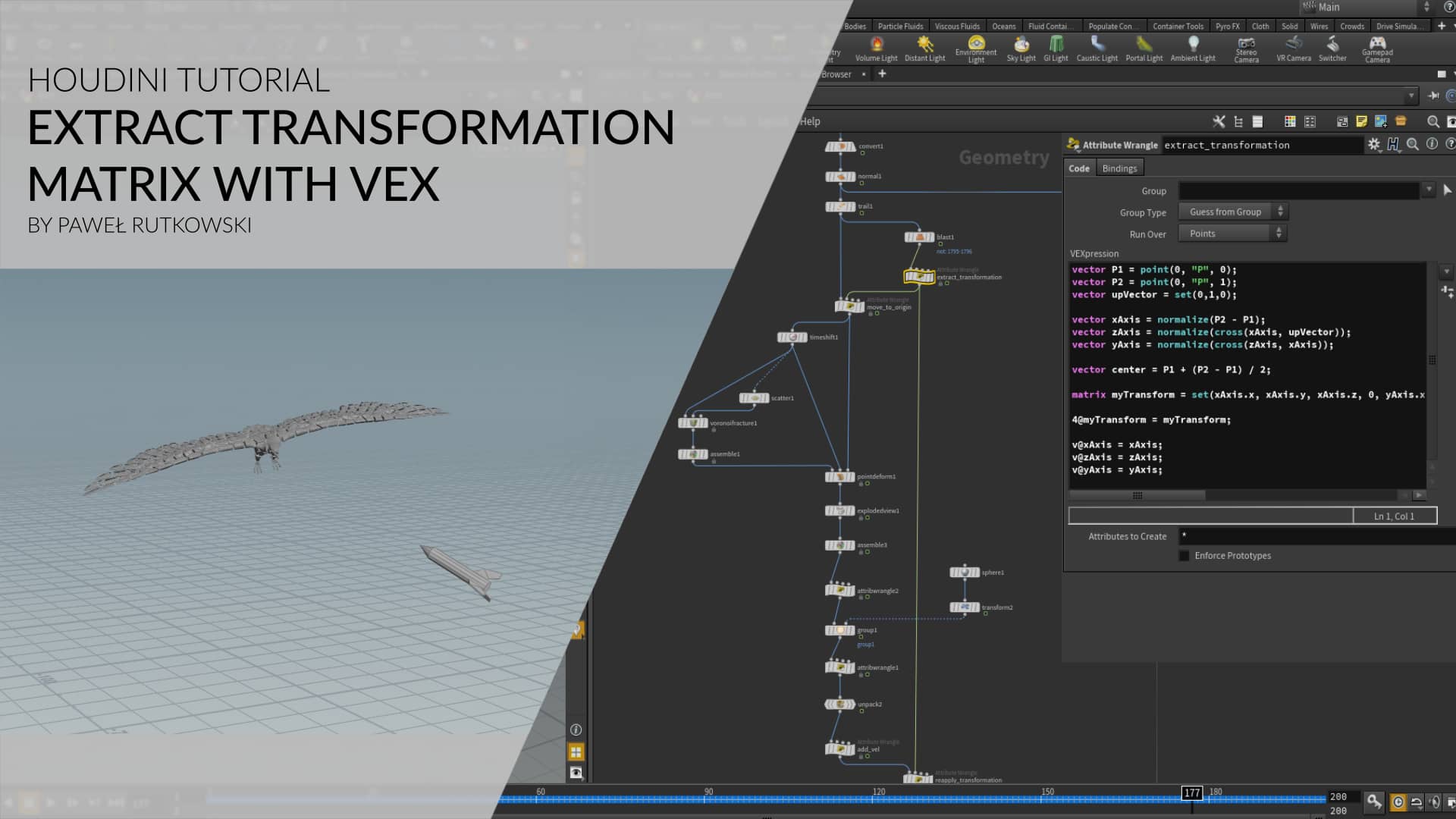 Houdini Tutorial | Extracting transformation matrix with VEX on Vimeo