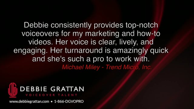 Talent Demo Reels - Debbie Grattan Voiceovers on Vimeo