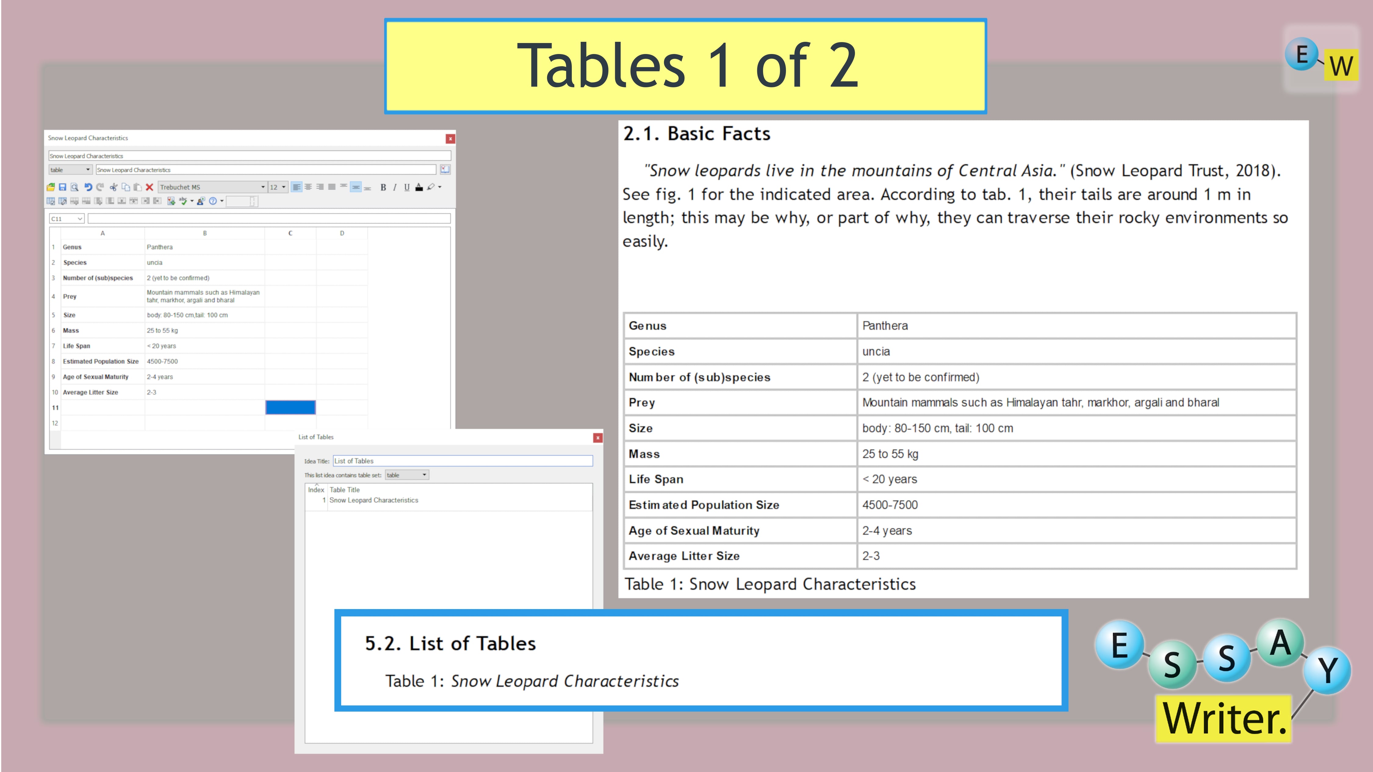 Tables 1: Add Tables, Captions, and Table Lists on Vimeo