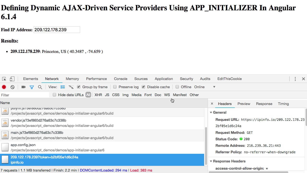 Defining Dynamic AJAX-Driven Service Providers Using APP_INITIALIZER In Angular 6.1.4 on Vimeo